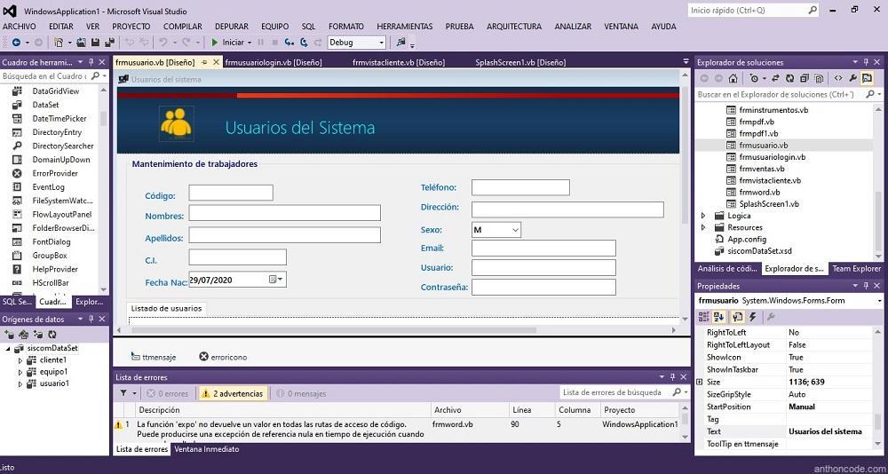 Código Fuente - Sistema desarrollado en Visual Basic Net y SQL Server