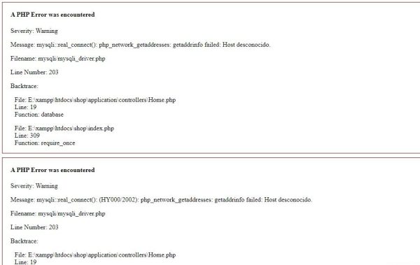 Informe de errores o Mostrar errores en CodeIgniter